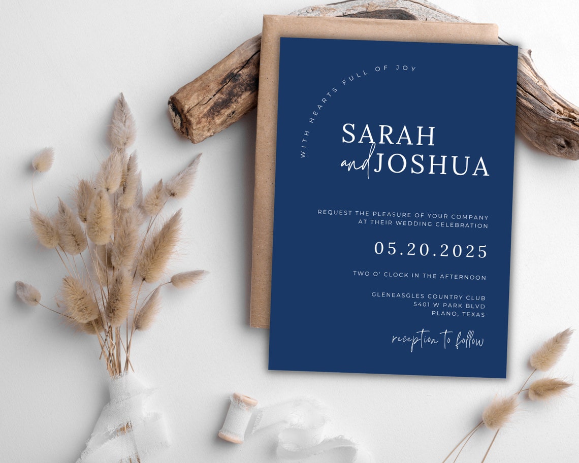 Blue Wedding Invitation Templates Navy Blue Wedding Stationery ...