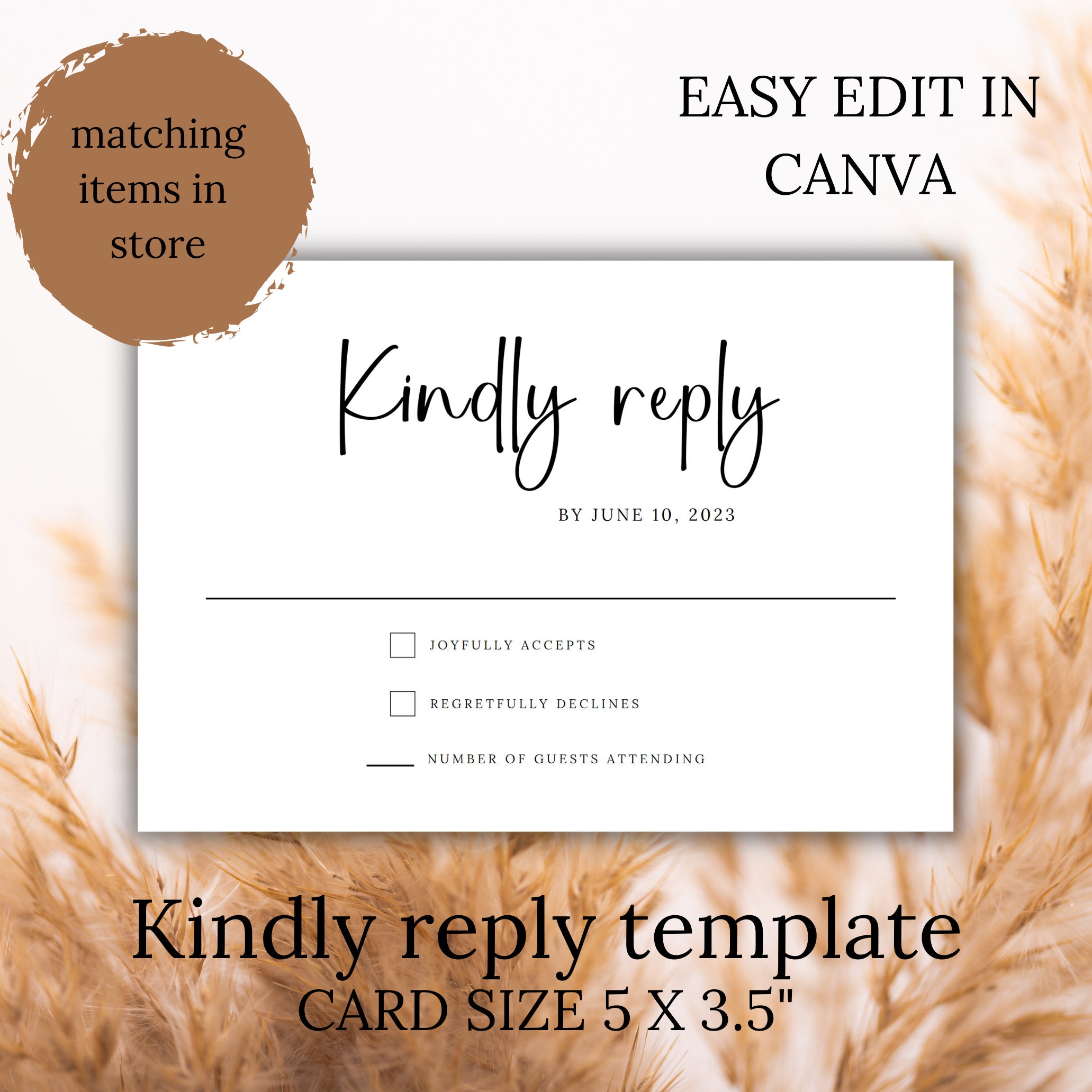 RSVP Template Wedding Response Card How Many Guests Reply Card Dietary ...