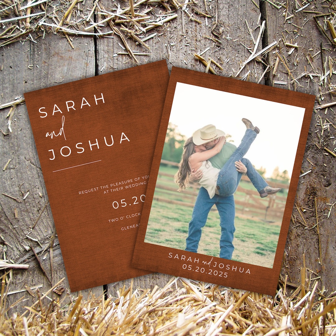 Western Wedding Invitation Templates Photo Invites Vintage Ranch Theme ...