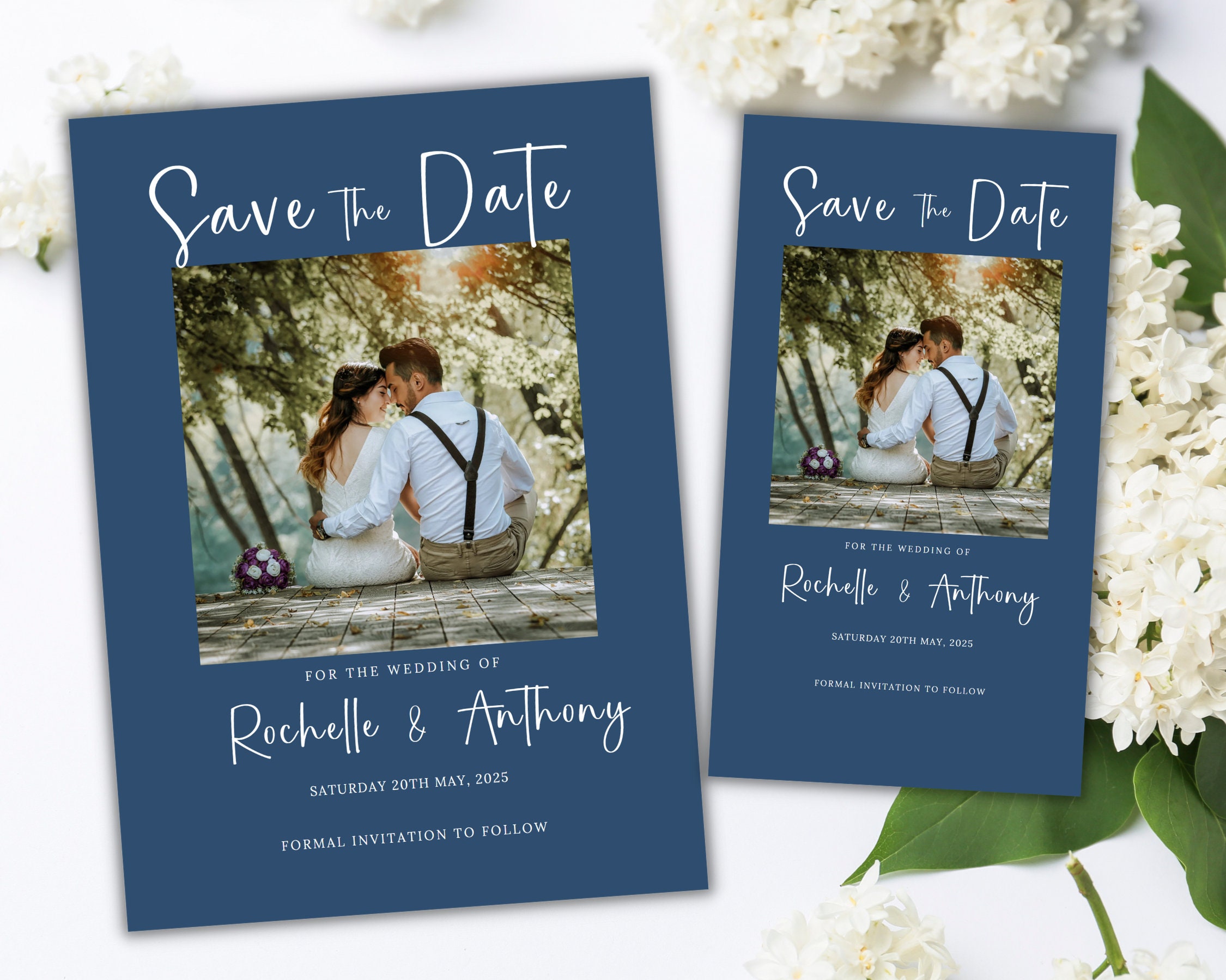 Blue Save the Date Template Instant Download Wedding Save the Date Card ...