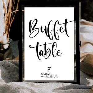 Wedding Reception Table Signs Template Buffet Sign Modern Event Table ...