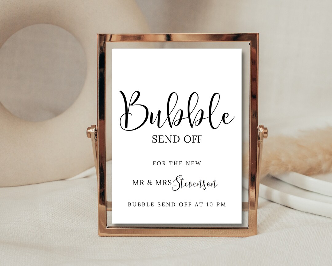 Bubble Send off Sign Template Wedding Reception Signs Bride and Groom ...