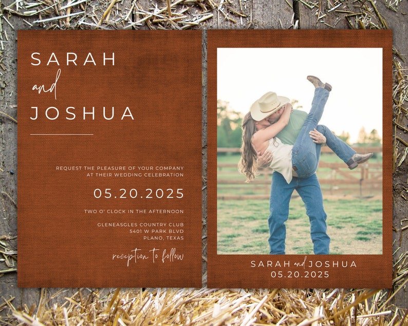 Western Wedding Invitation Templates Photo Invites Vintage Ranch Theme ...