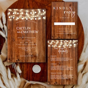 Country Western Wedding Invitation Set Template Includes Rsvp Wedding ...