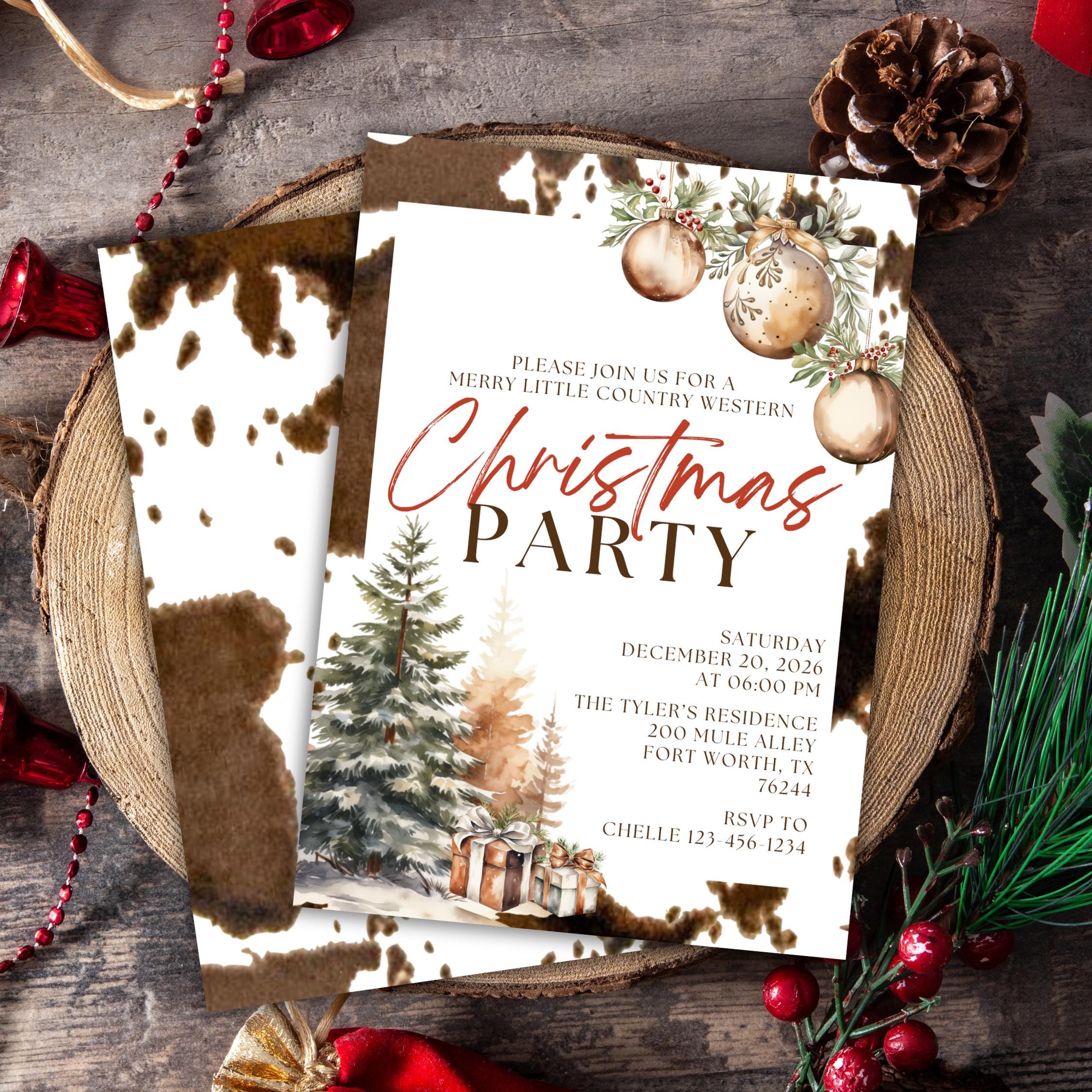 Western Christmas Party Invitation Template Cowboy Christmas Party ...