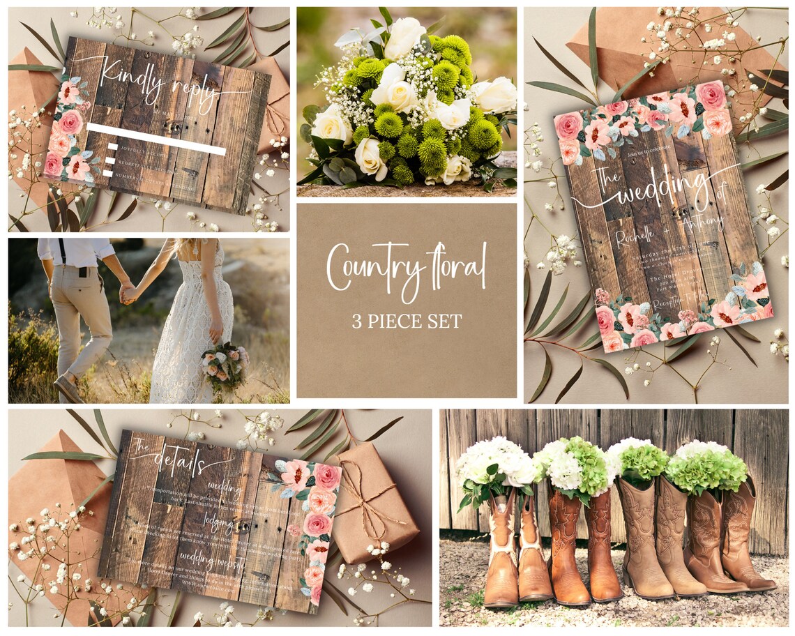 Country Western Wedding Invitation Template Kindly Reply Card Rustic ...