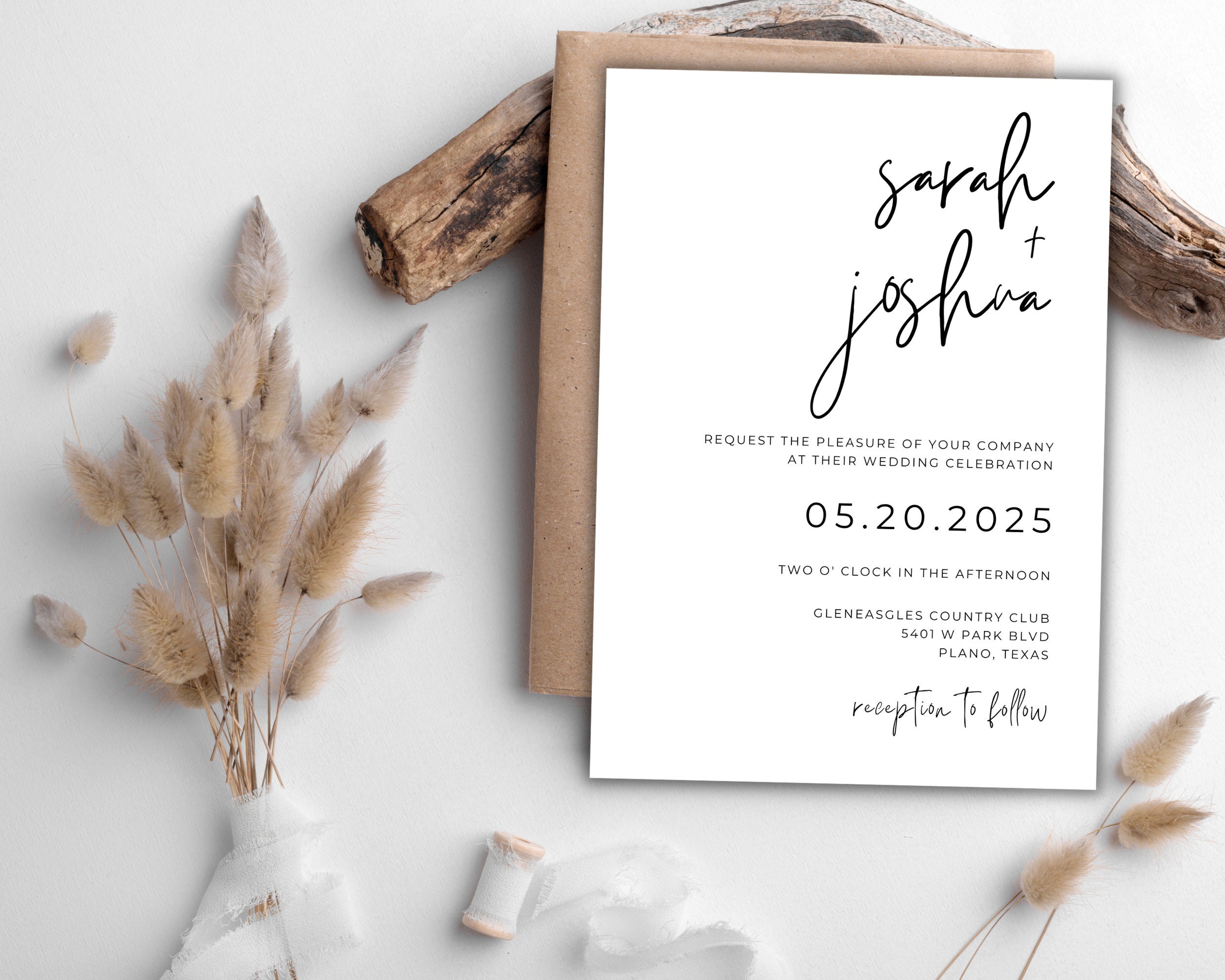 Minimal Wedding Invitation Template Printable Wedding - Etsy
