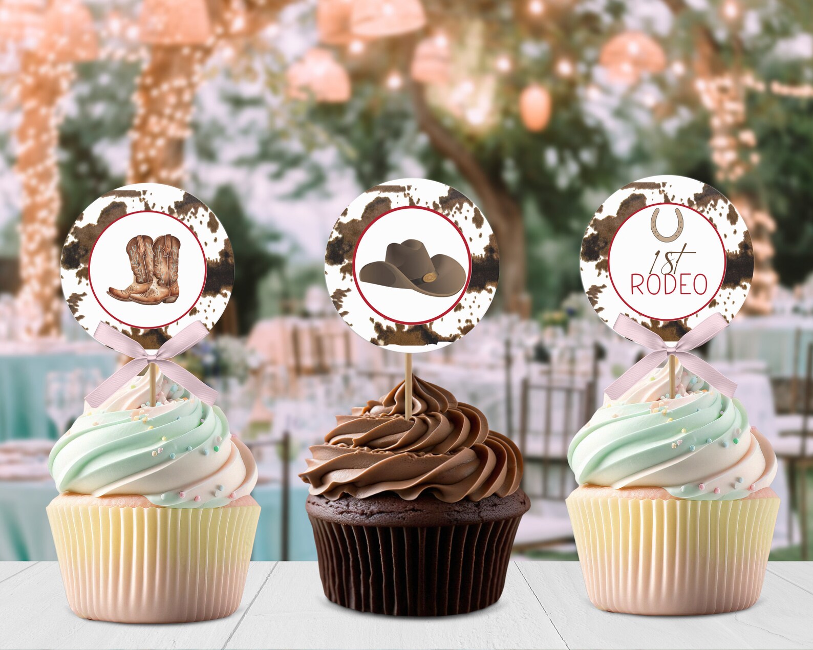 Cupcake Toppers Template First Rodeo Cupcake Toppers Western Birthday ...