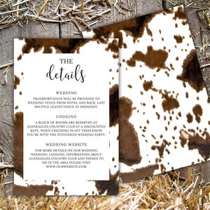 Western Wedding Invitation Template Cowhide Wedding Stationary Set ...