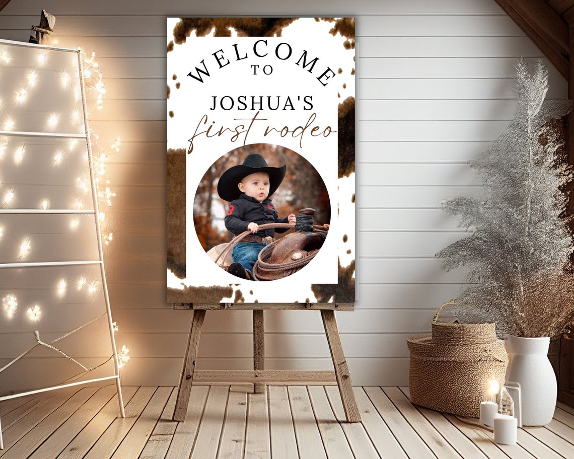 1st Rodeo Birthday Welcome Sign Template Western Birthday Party Decor ...