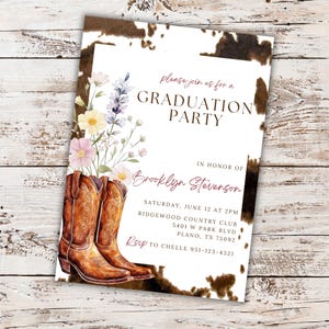 Western Graduation Party Invitation Template Cowgirl Graduation Party ...