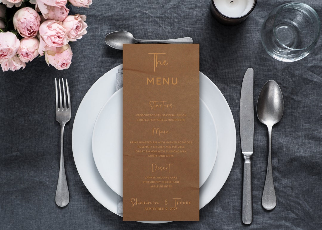 Wedding Reception Dinner Menu Template Fall Flower Dinner Menu ...