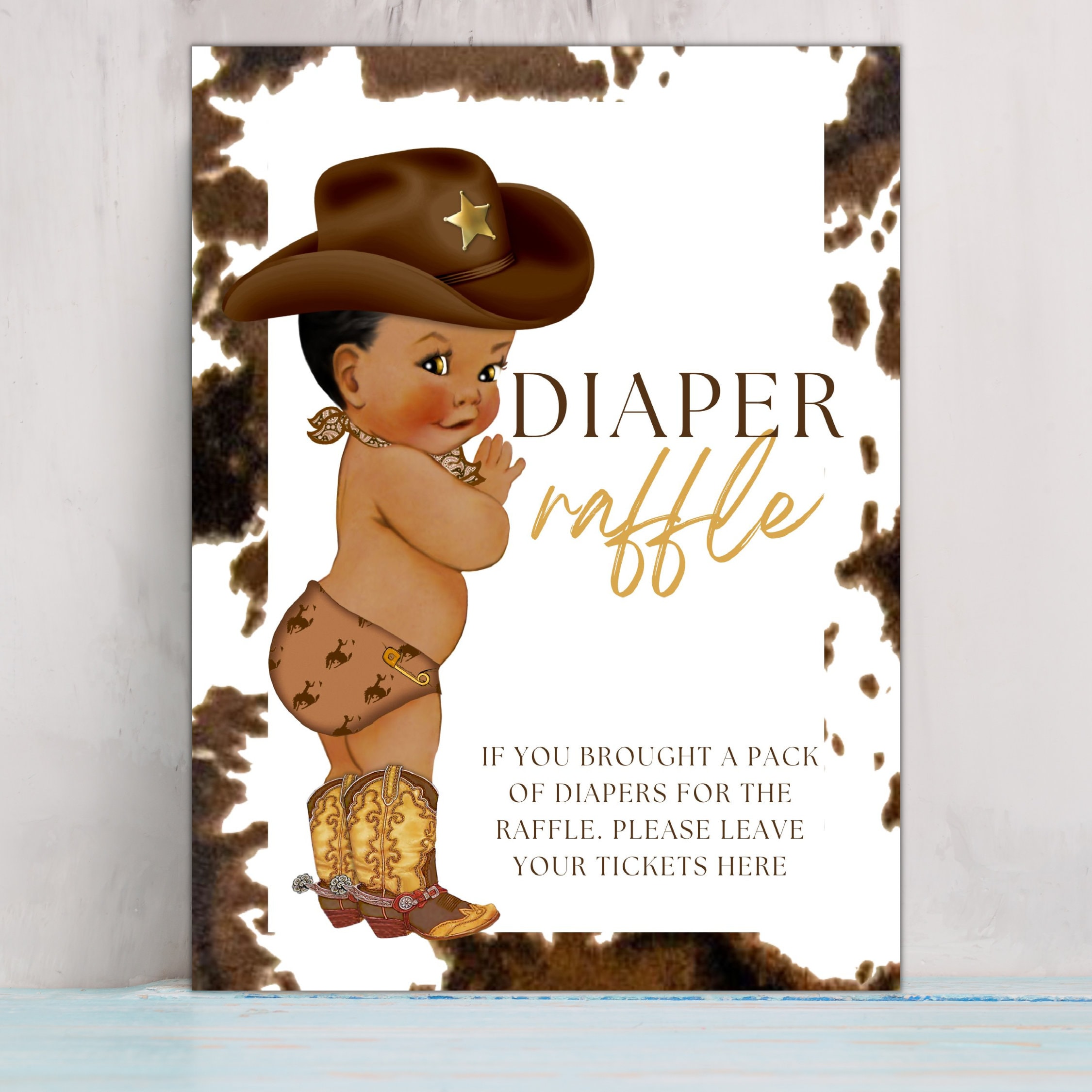 Diaper Raffle Sign Template Here Comes a Little Cowboy Baby Shower ...