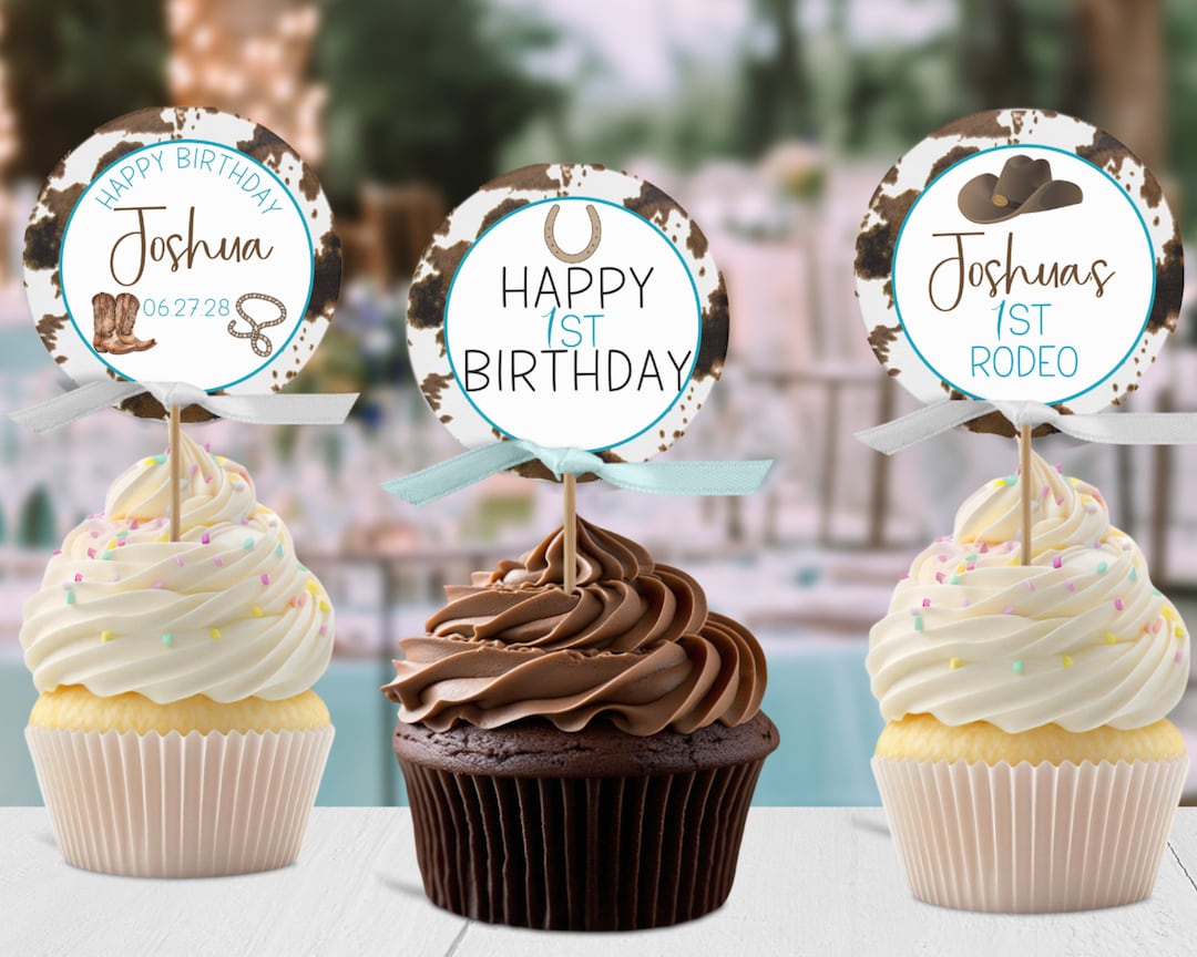 Cupcake Toppers Template First Rodeo Cupcake Toppers Western Birthday ...