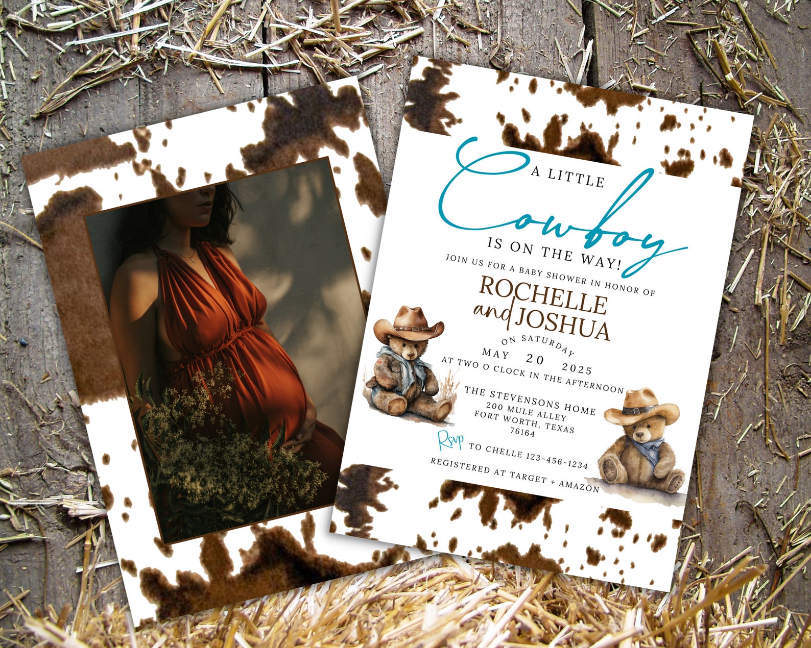 Cowboy Baby Shower Invitation Bundle Templates a Little Cowboy is on ...
