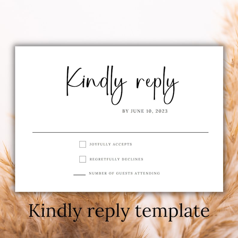 RSVP Template Wedding Response Card How Many Guests Reply Card - Etsy