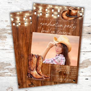 Western Graduation Party Invitation Template Cowgirl Graduation Party ...