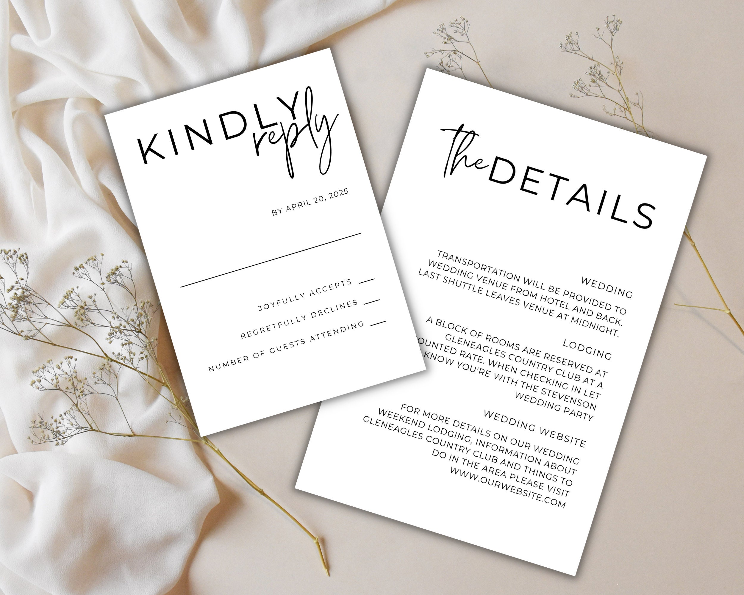 Modern Wedding Invitation Template Minimalist Wedding Stationery ...