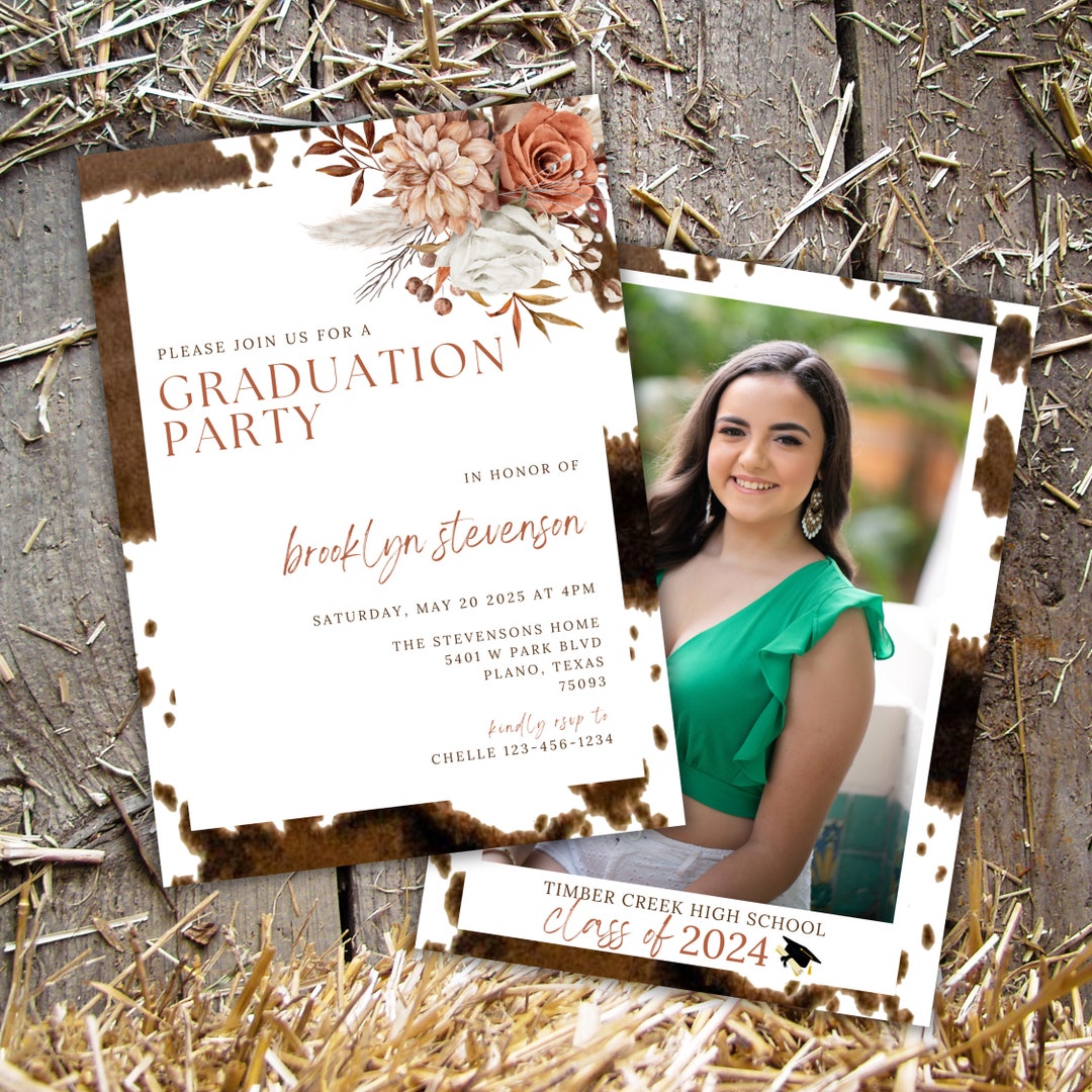 Graduation Party Invitation Template Western Graduation Cowgirl ...