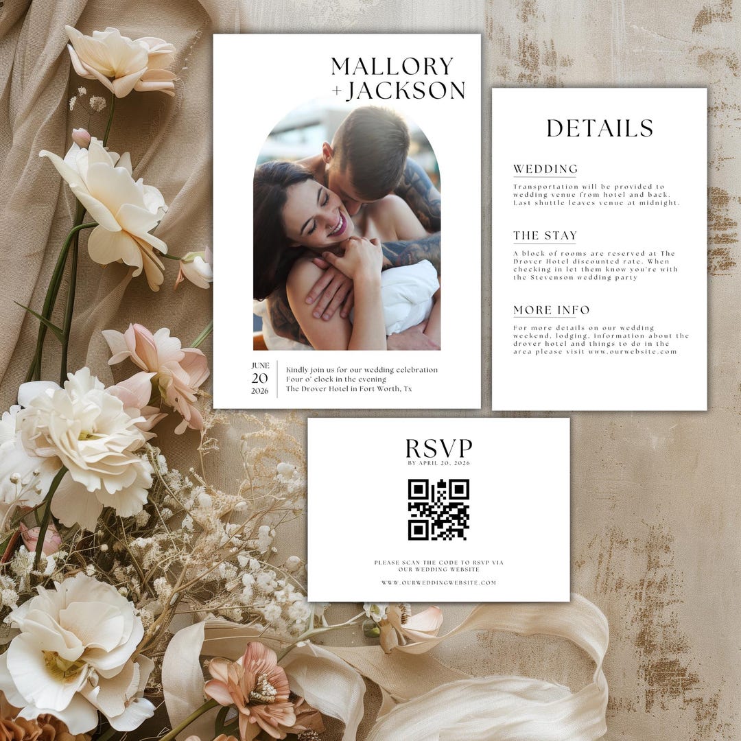 Modern Wedding Invitation Template Minimalist Wedding Stationery ...