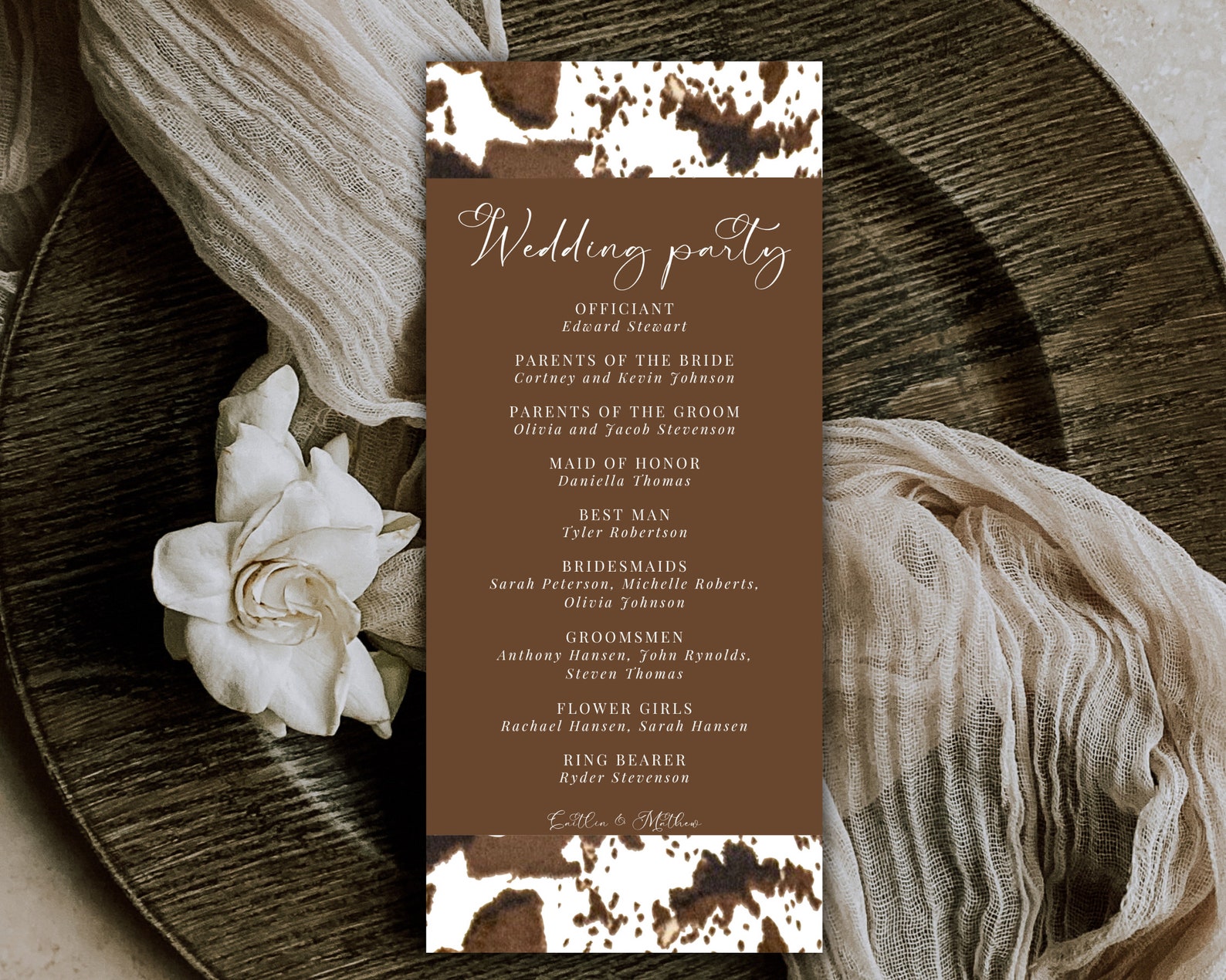 Western Wedding Program Template Rustic Wedding Cowhide - Etsy