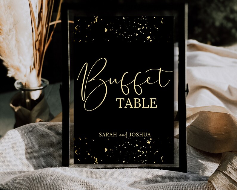 Wedding Reception Signs Black and Gold Signs Event Table Signs Wedding ...