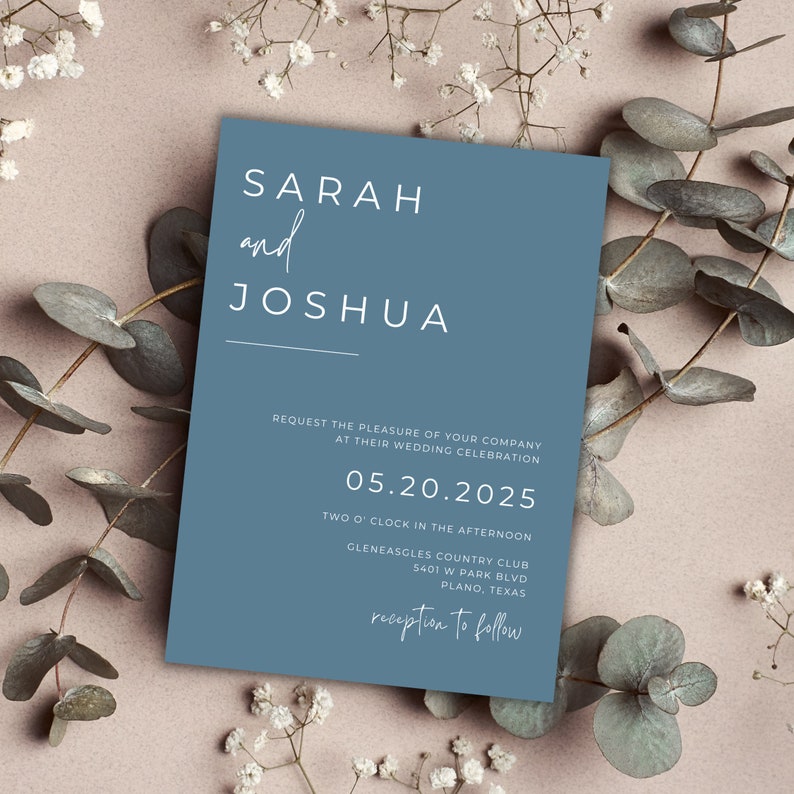 Baby Blue Wedding Invitation Templates Wedding Stationery Dusty Blue ...