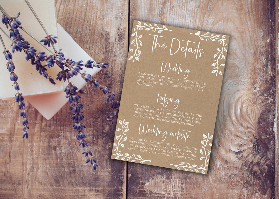 Wedding Details Card Template Country Western Wedding Details Card ...