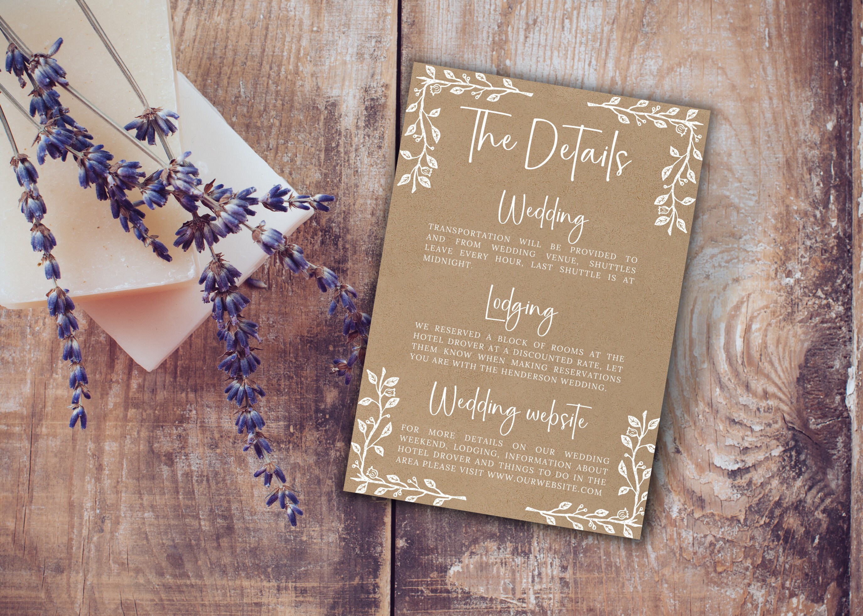 Wedding Details Card Template Country Western Wedding Details Card ...