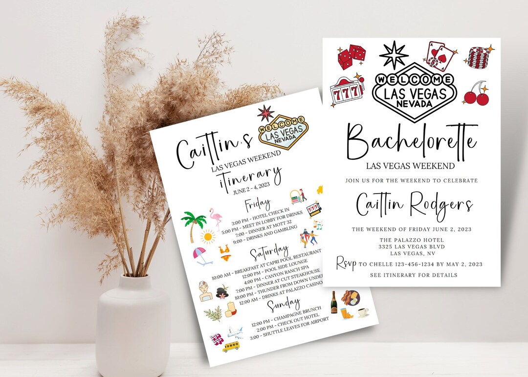 Girls Weekend Get Away Itinerary Bachelorette Party Invite Las Vegas ...