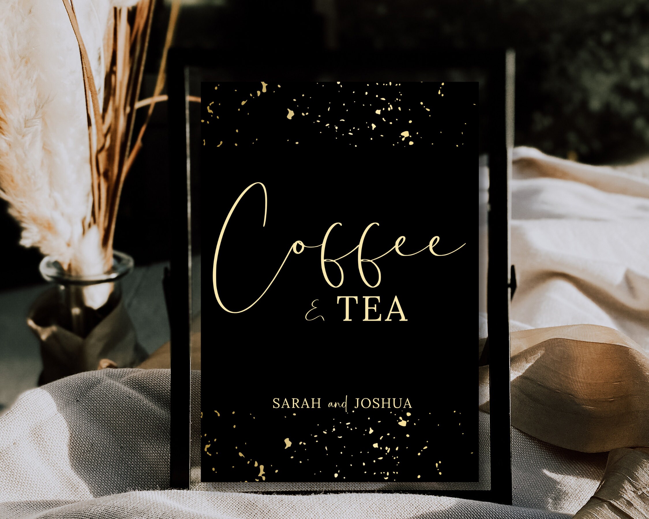 Coffee and Tea Signs Black and Gold Table Signs Wedding - Etsy
