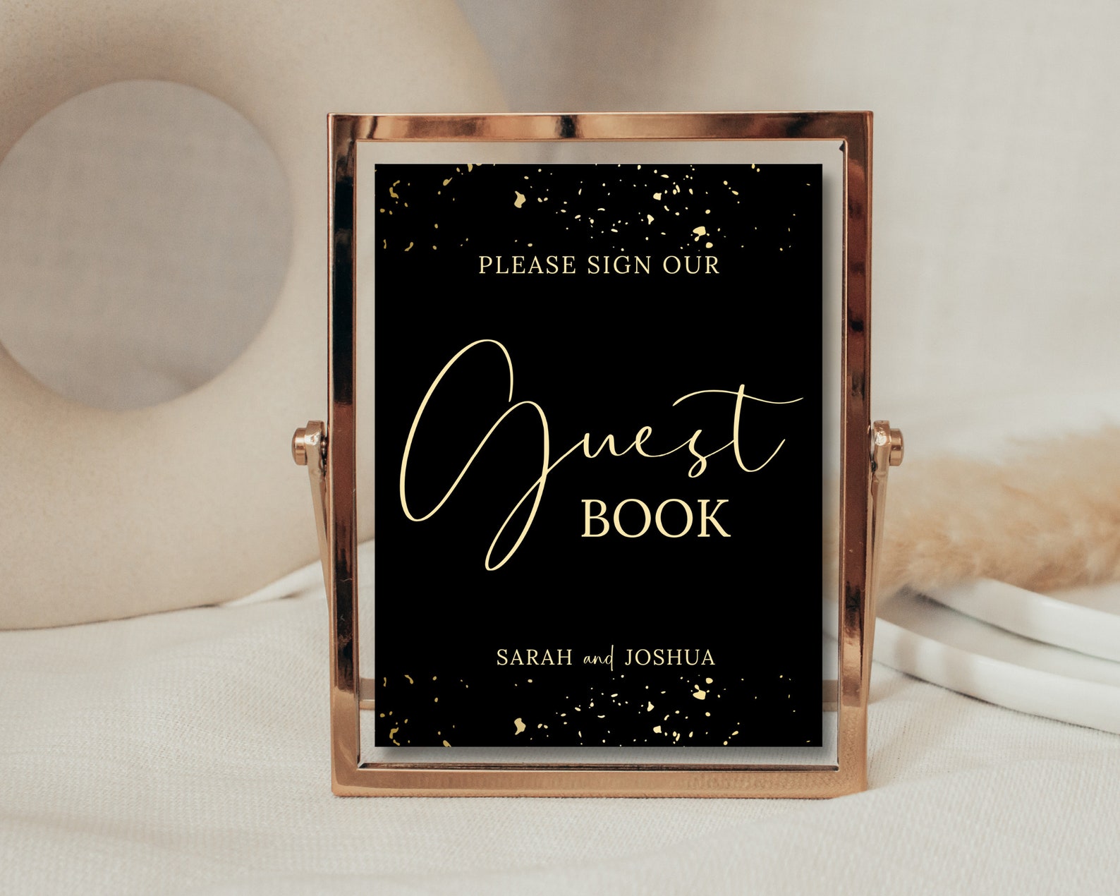 Sign the Guest Book Sign Template Black and Gold Wedding Signs 5x7 ...