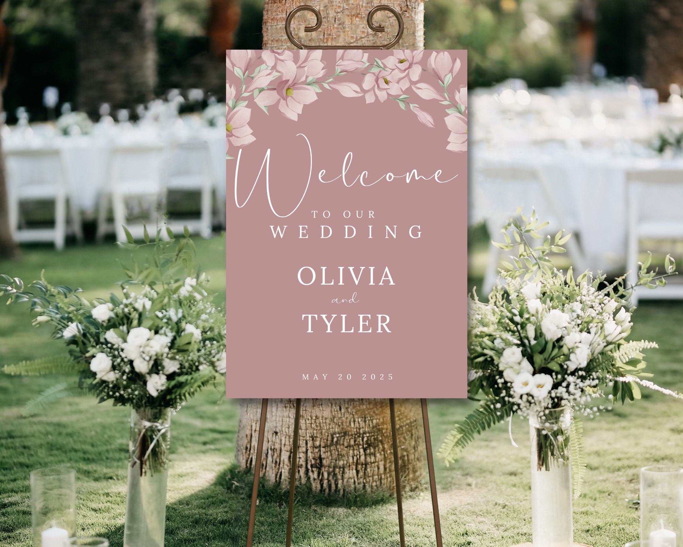 Pink Wedding Welcome Sign Template Welcome Sign Pink Floral Printable ...