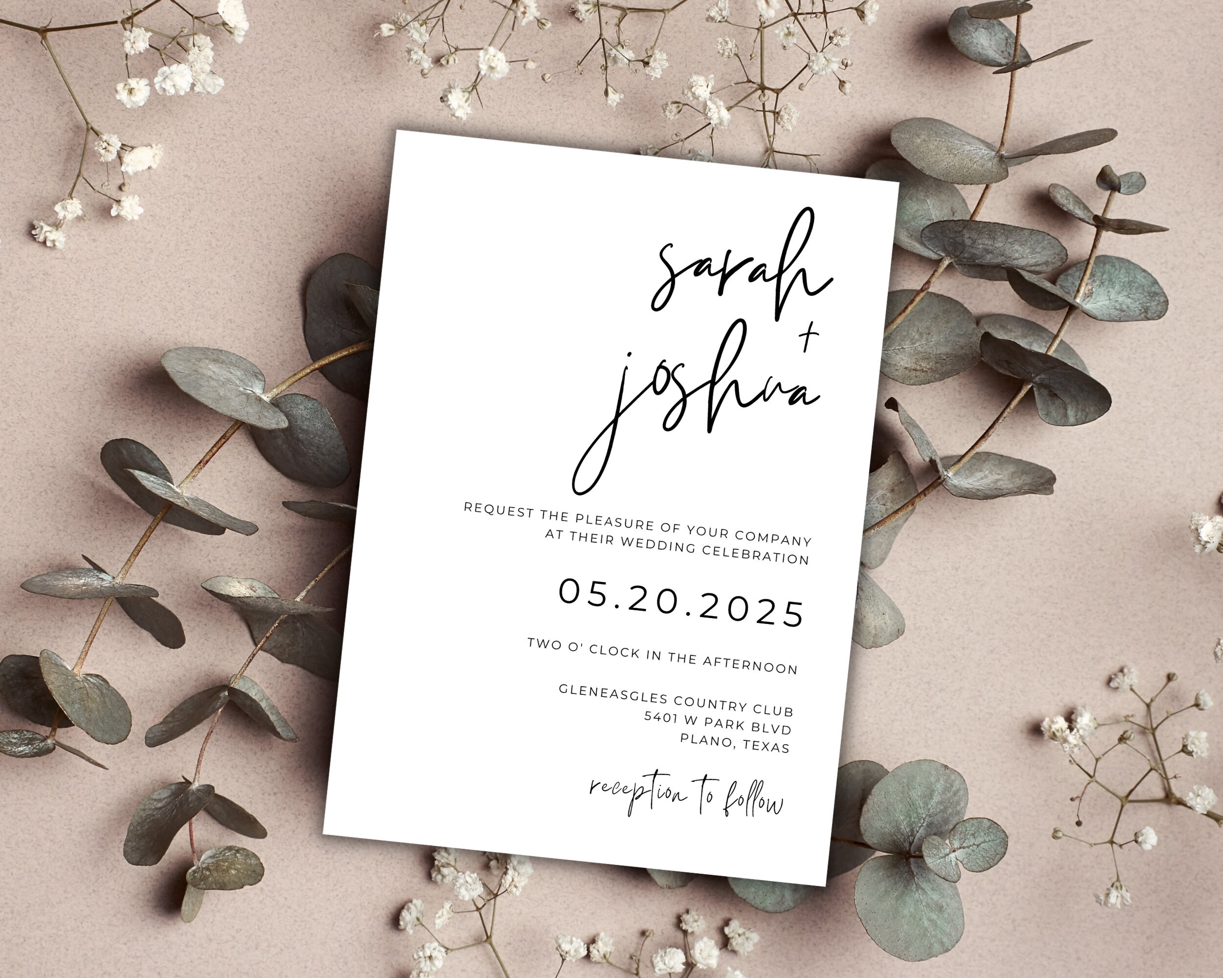 Minimal Wedding Invitation Template Printable Wedding - Etsy