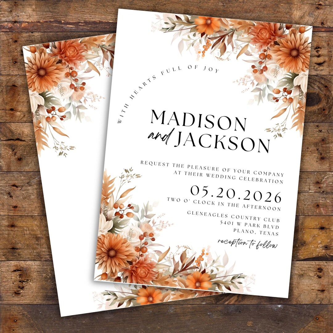 Country Wedding Invitation Set Rustic Floral Wedding Invitations Cowboy ...