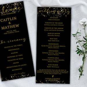 Black and Gold Wedding Program Template Printable Wedding Ceremony ...