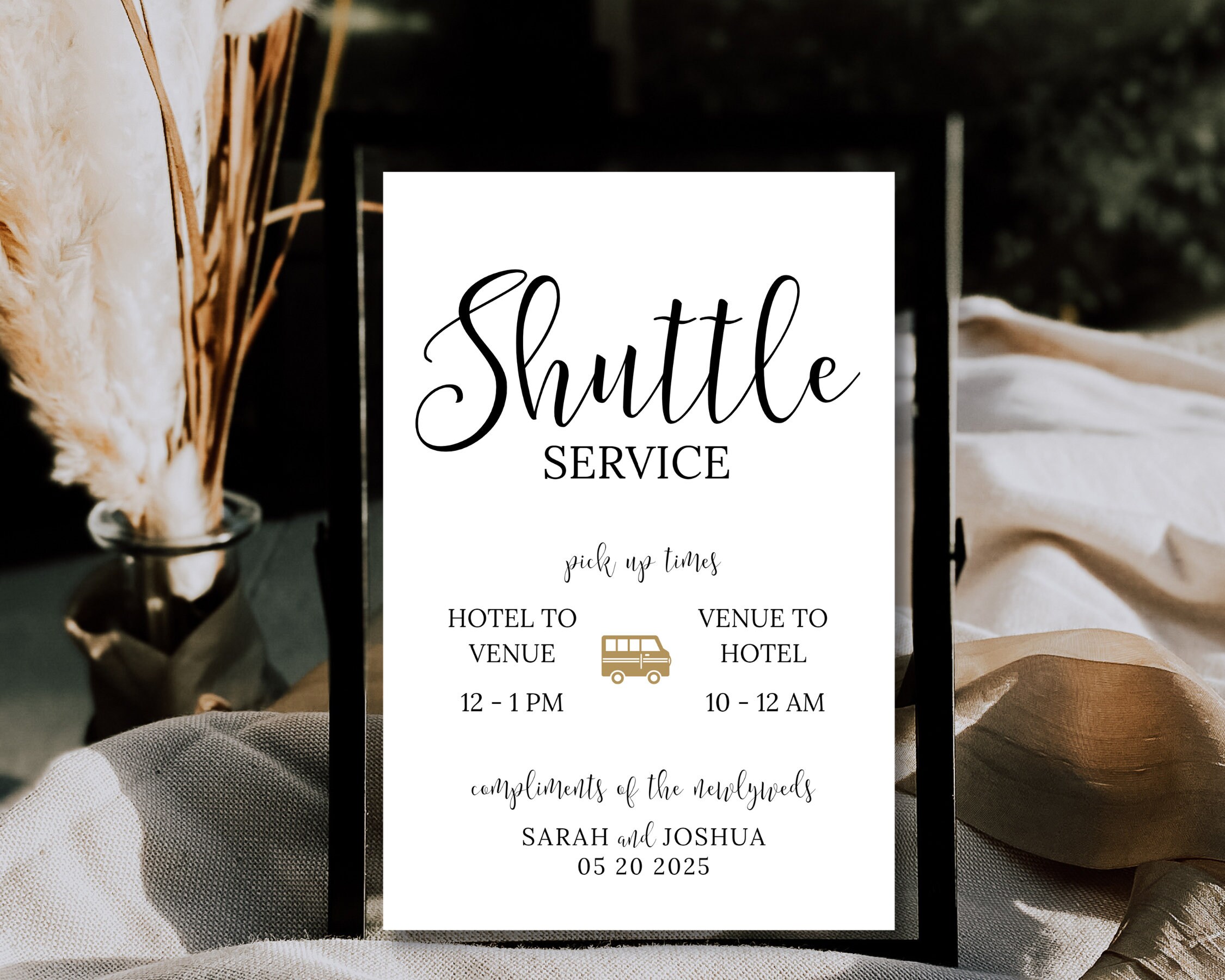 Shuttle Service Sign Template Wedding Reception Shuttle Sign Wedding ...