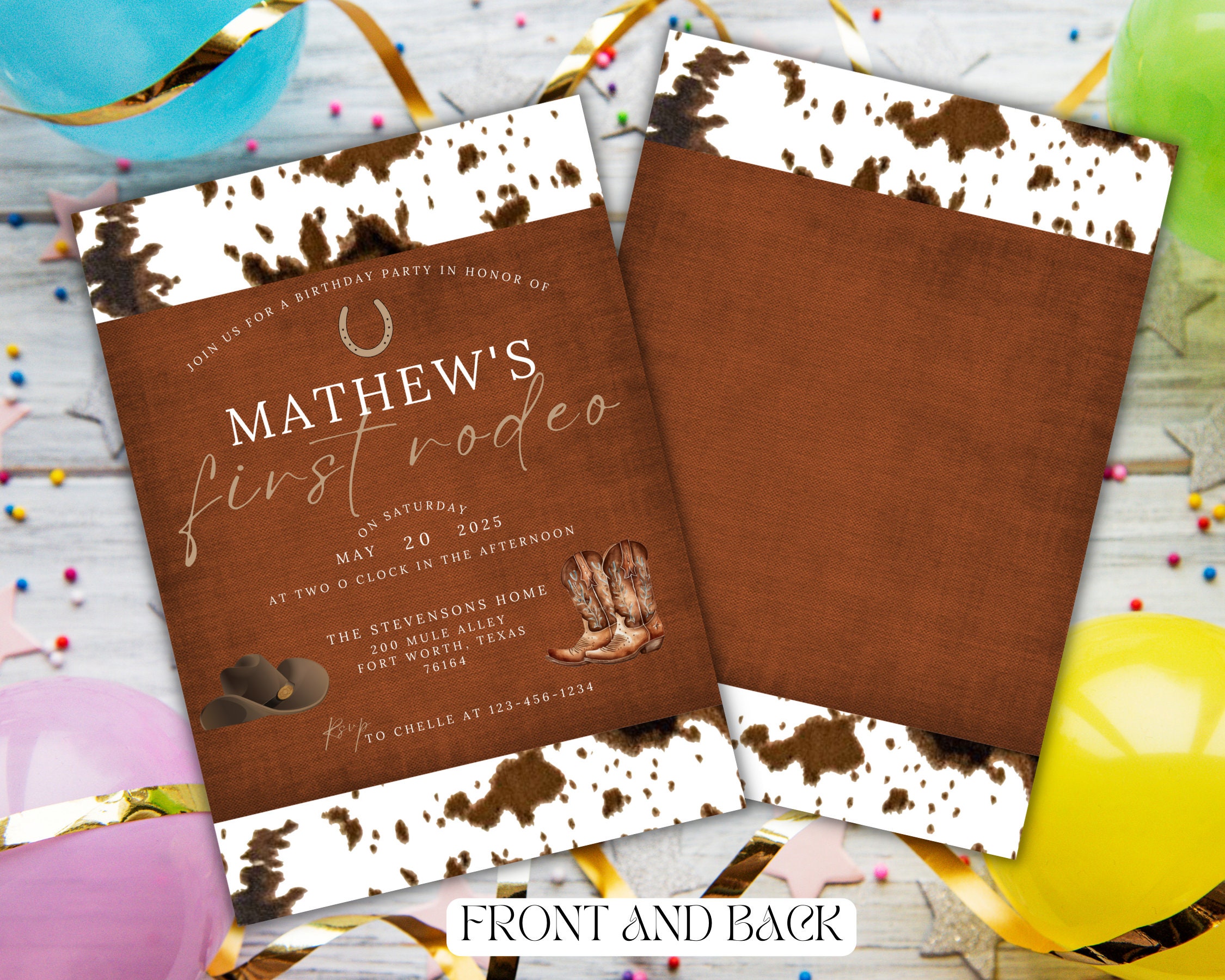 First Rodeo Birthday Party Invitation Template 1st Birthday Invite ...