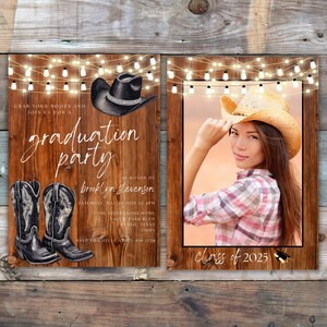 Western Graduation Party Invitation Template Cowgirl Graduation Party ...
