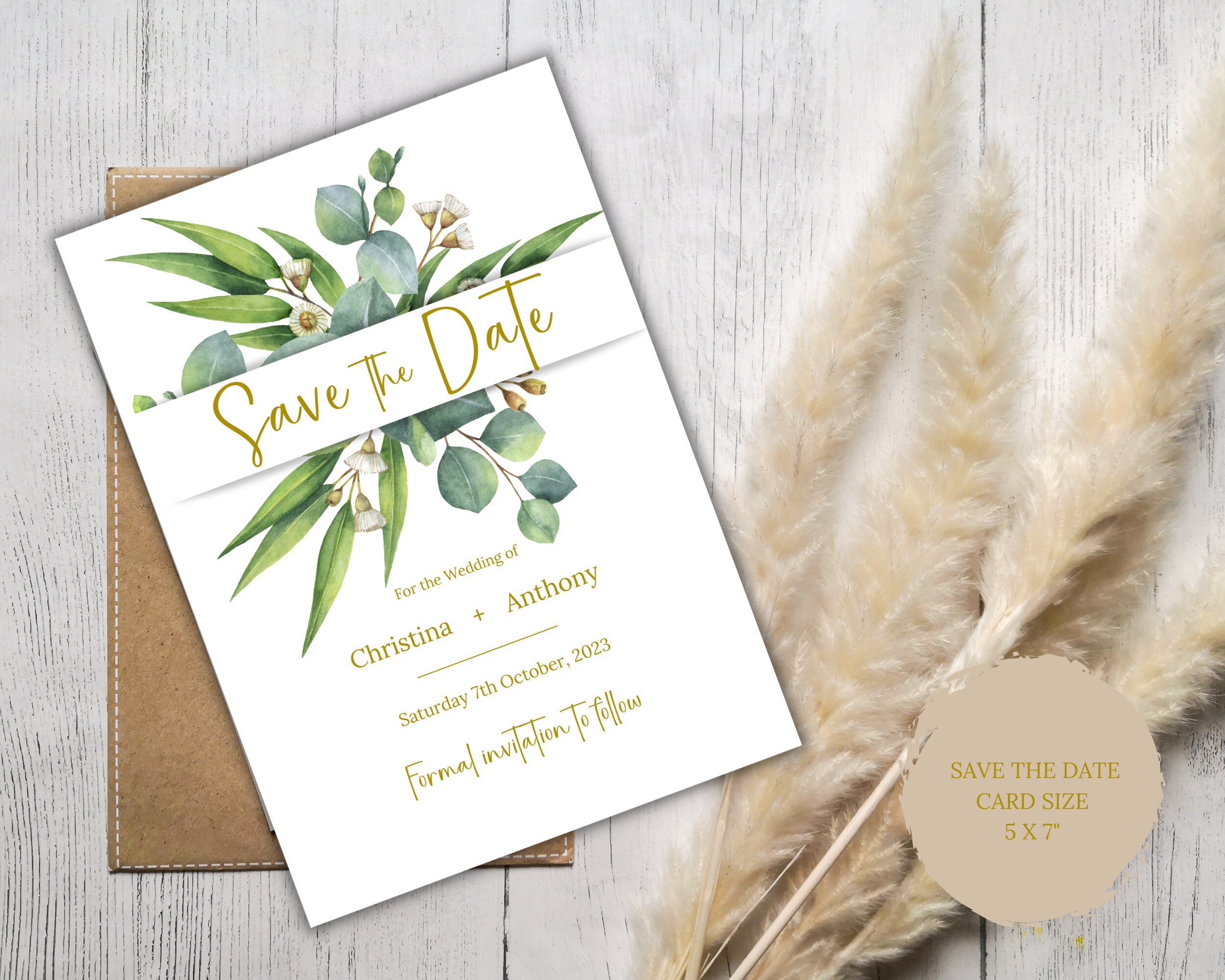 Simple Wedding Invitation Bundle Greenery and Gold Wedding Set - Etsy