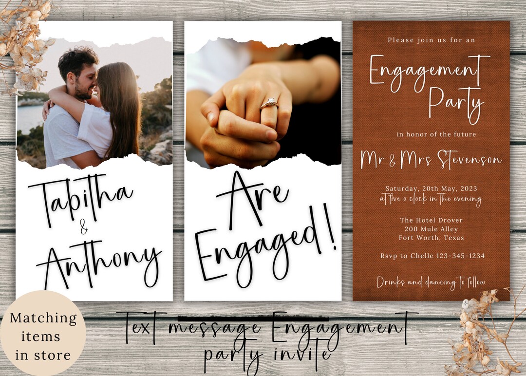 Digital Engagement Party Invitation Text Message Invitation Engagement ...