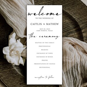 Minimalist Wedding Program Template Wedding Ceremony Program Card ...