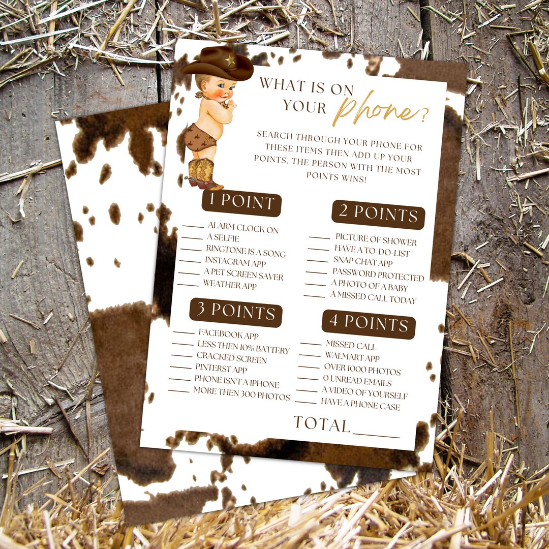 A Little Cowboy is on the Way Baby Shower Game Baby Shower Whats on ...