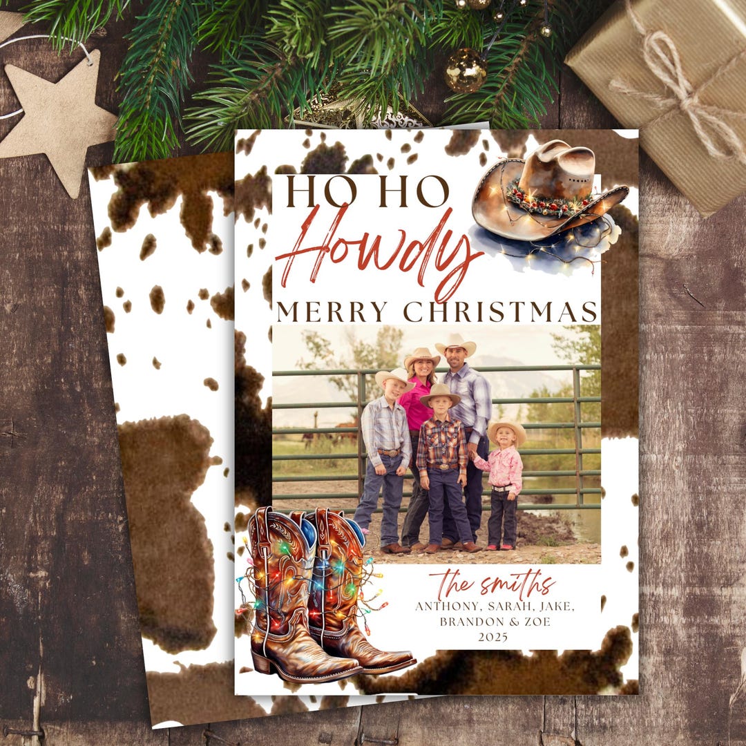 Country Christmas Card Ho Ho Howdy Christmas Photo Card Country Western ...