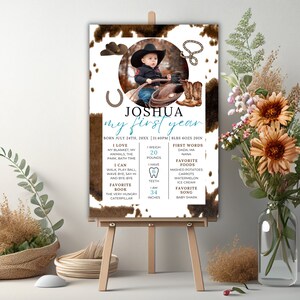 First Rodeo Milestone Sign Template Cowboy Birthday Sign Western ...