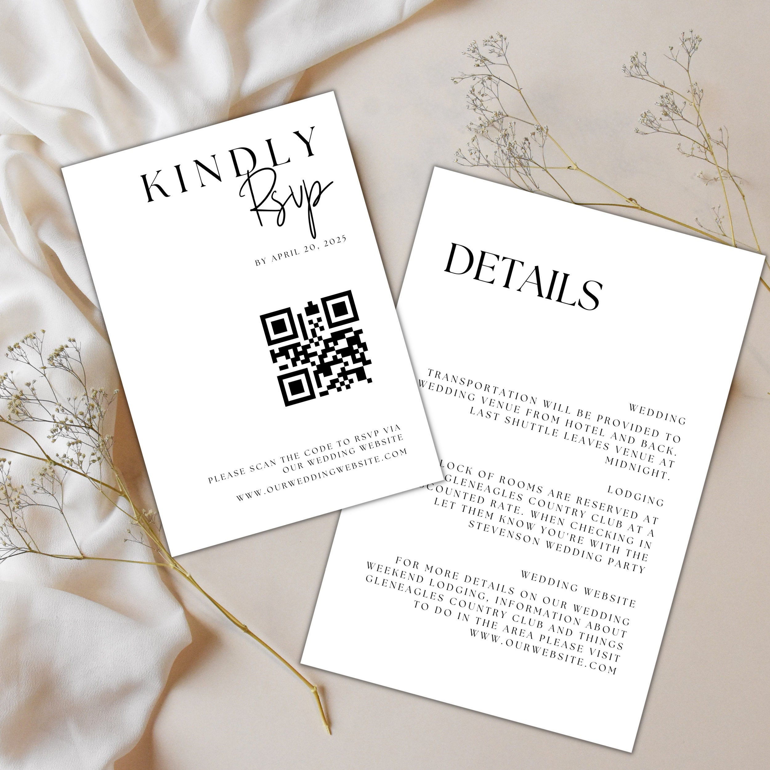 Modern Wedding Invitation Template Minimalist Wedding Stationery ...