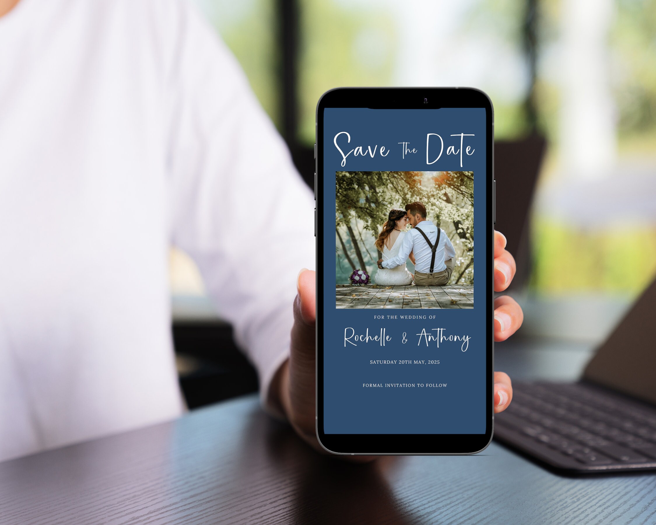 Blue Save the Date Template Instant Download Wedding Save the Date Card ...