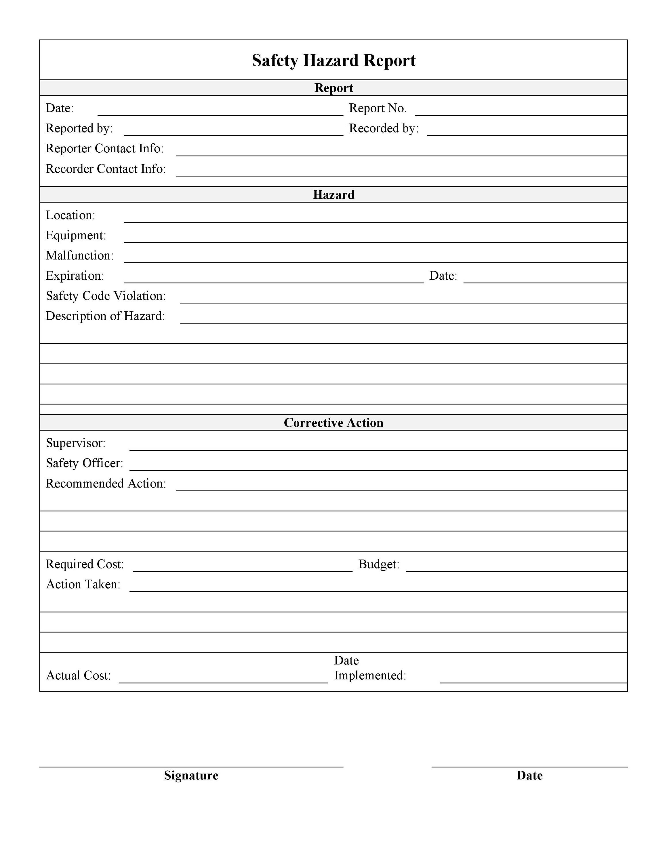 Easy to Edit Safety Hazard Report Form / Printable Form/ | Etsy