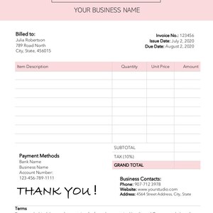 Invoice Template Word Printable Invoice Custom Order Forms - Etsy Canada