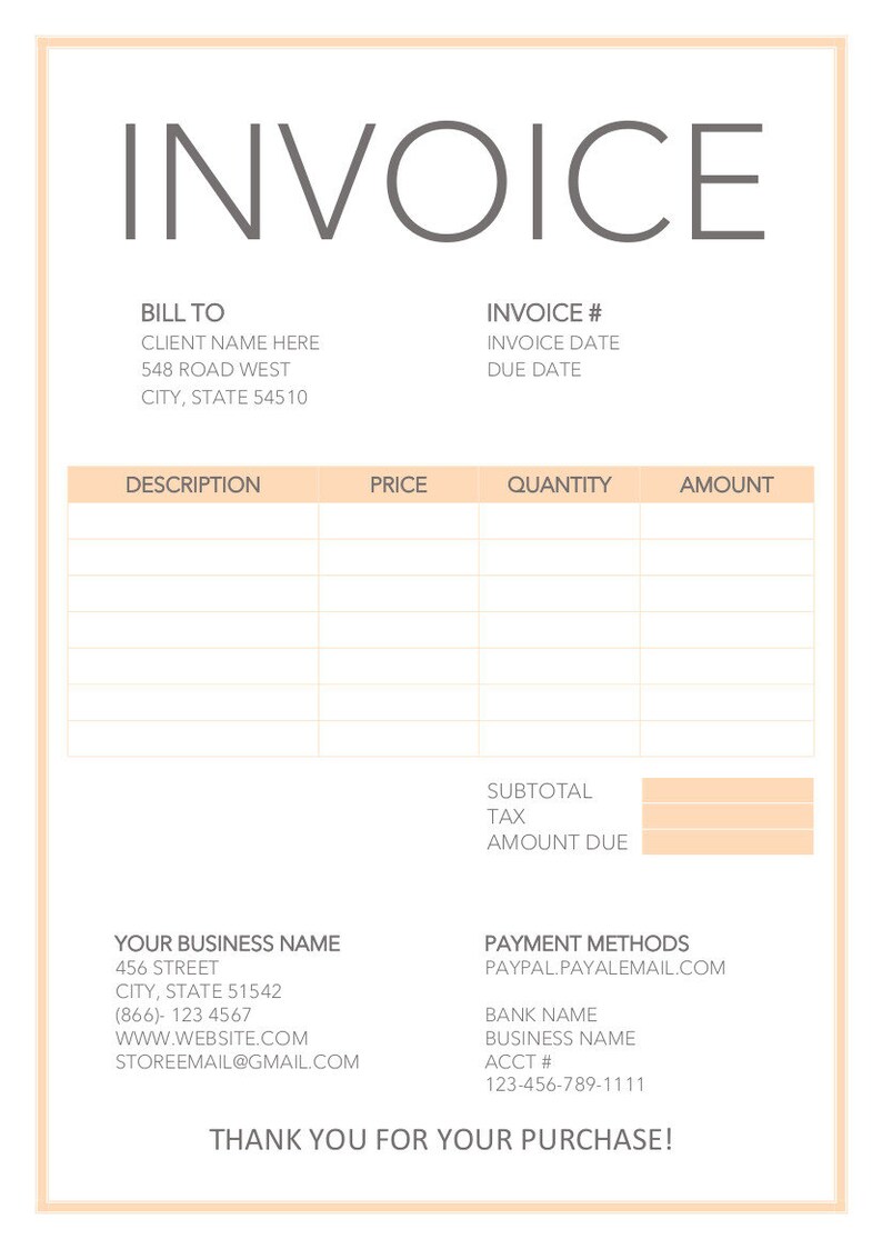 Invoice Template Word Bundle Package of 3 Printable Invoice - Etsy